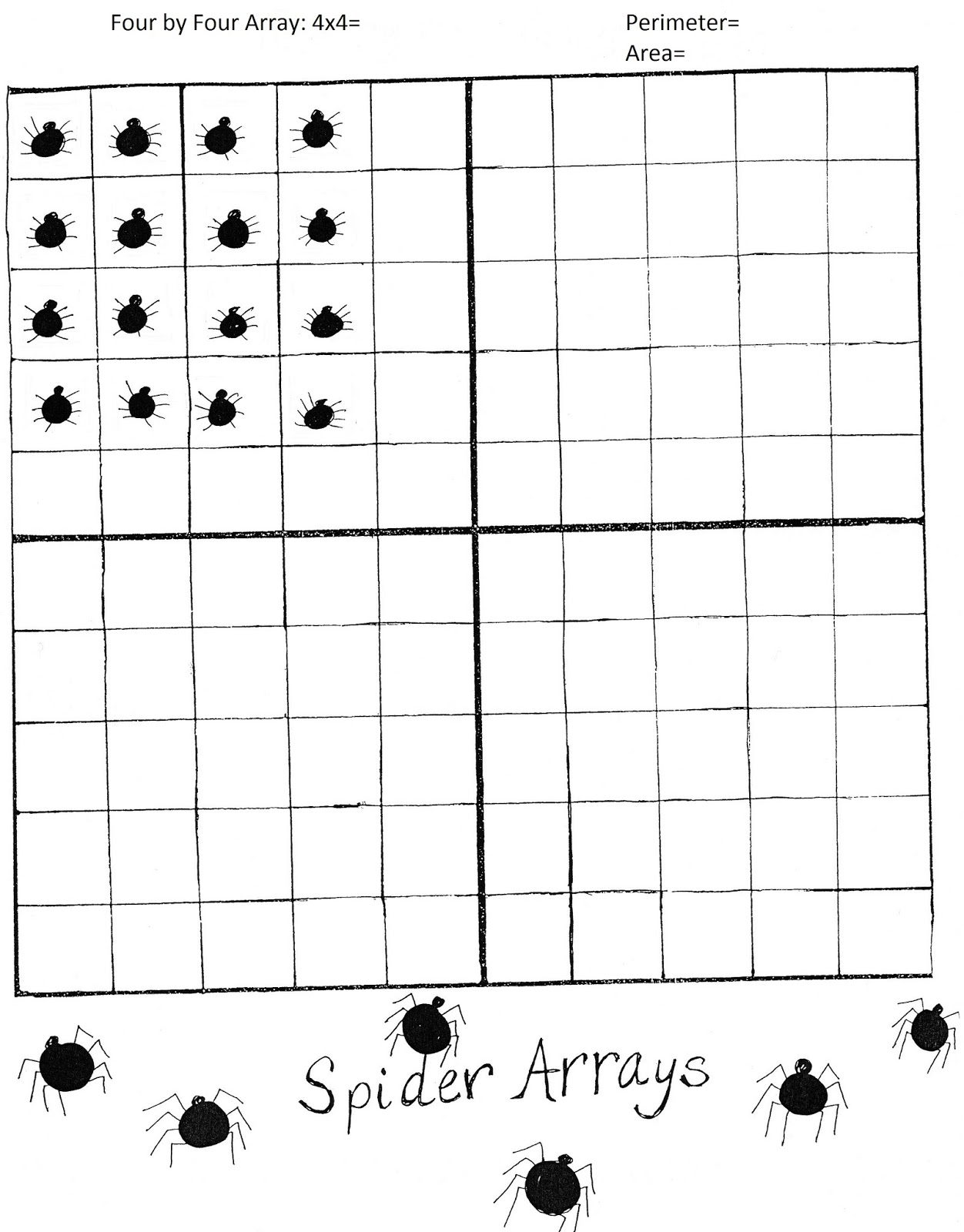 Ima Retired Teacher: Spider Math Multiplication Activities for Fours Week