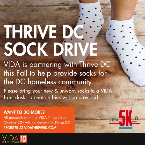 WASHINGTON DC: VIDA Sock Drive to Benefit THRIVE DC Begins Today ...