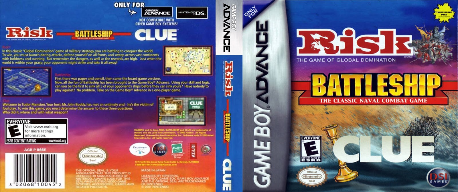 Nathan DiYorio's Blog: 3-in-1: Risk, Battleship, and Clue (GBA) DS Inserts