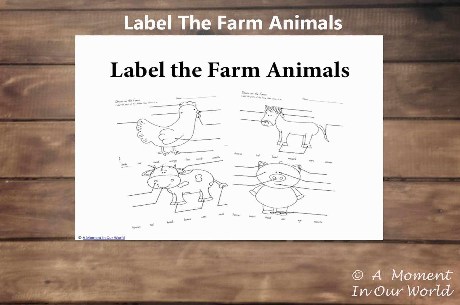 Label the Farm Animals - Friday Freebie - A Moment in our World