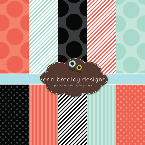 Erin Bradley Designs: New! Party Monsters and Matching Digital Papers!