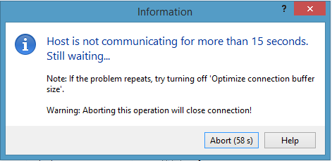 Davis Apps DBA: Optimize connection buffer size issue in Winscp
