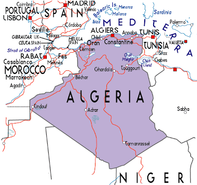 Map of Algeria Country Area | Map of Africa Country Regional Political