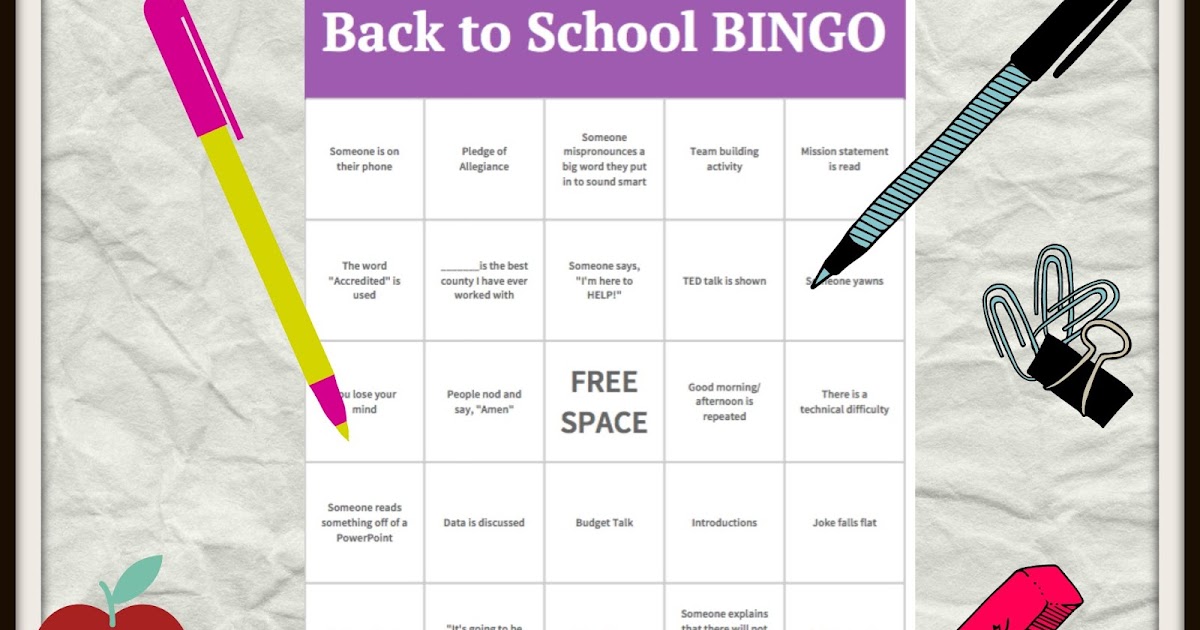 Faculty meeting back to school BINGO