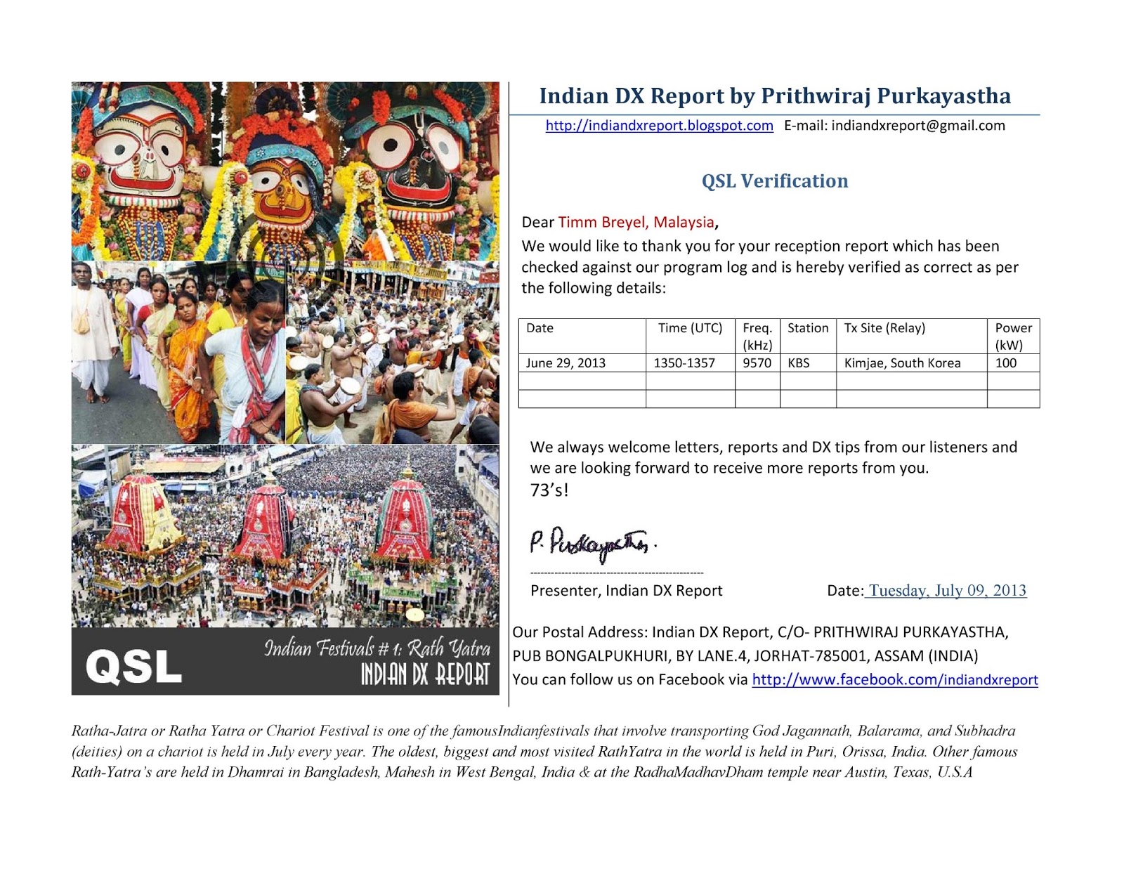 SOUTH EAST ASIA DXING: KBS World Radio / Indian DX Report