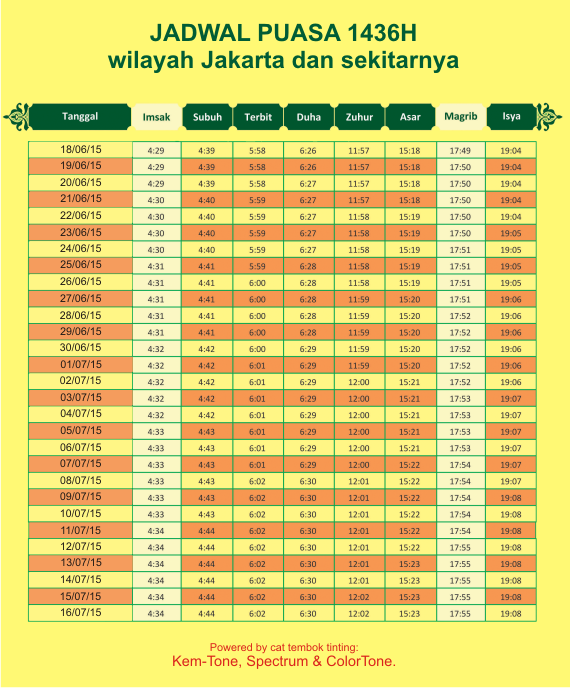 Jadwal Puasa Jakarta dan Sekitarnya | SCI Pusat