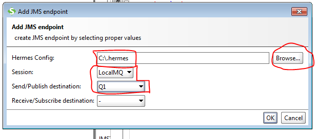 How to use hermes jms in soapui for IBM MQ