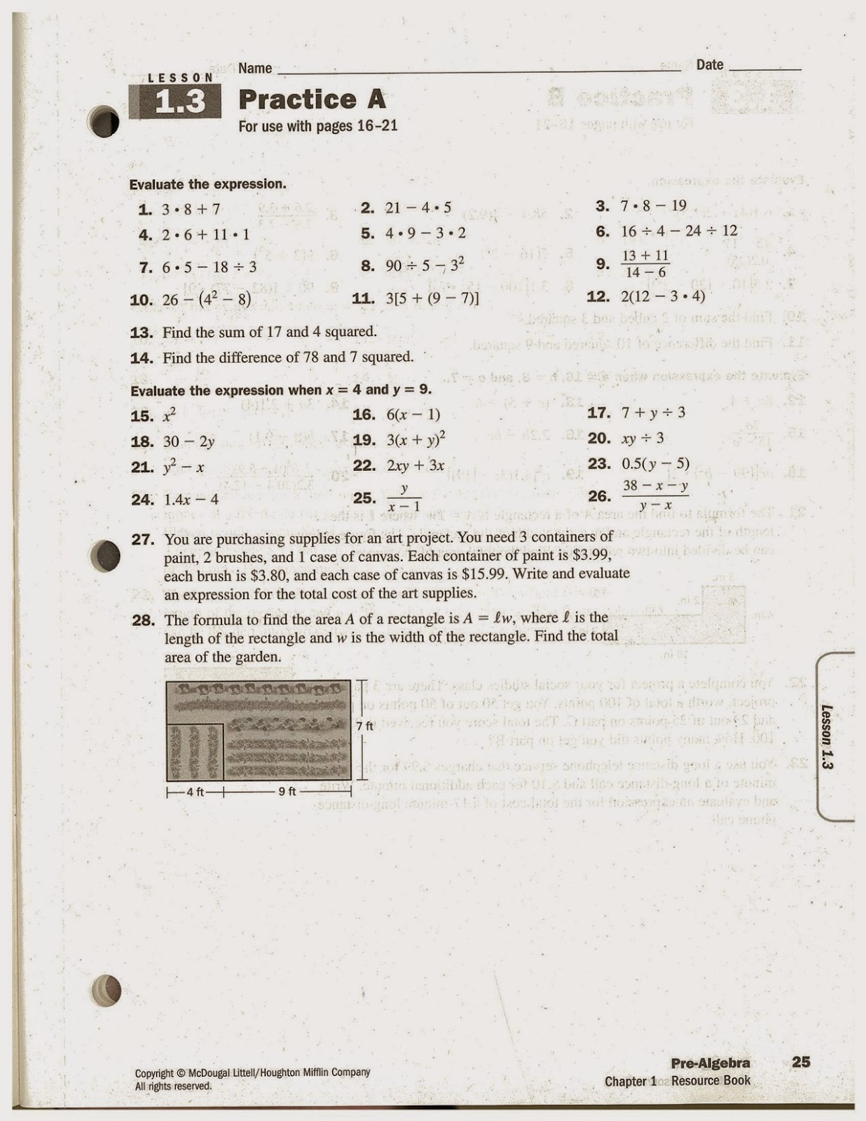 Heidemann 8th Grade Math: Pre Algebra HW Thursday 8/28