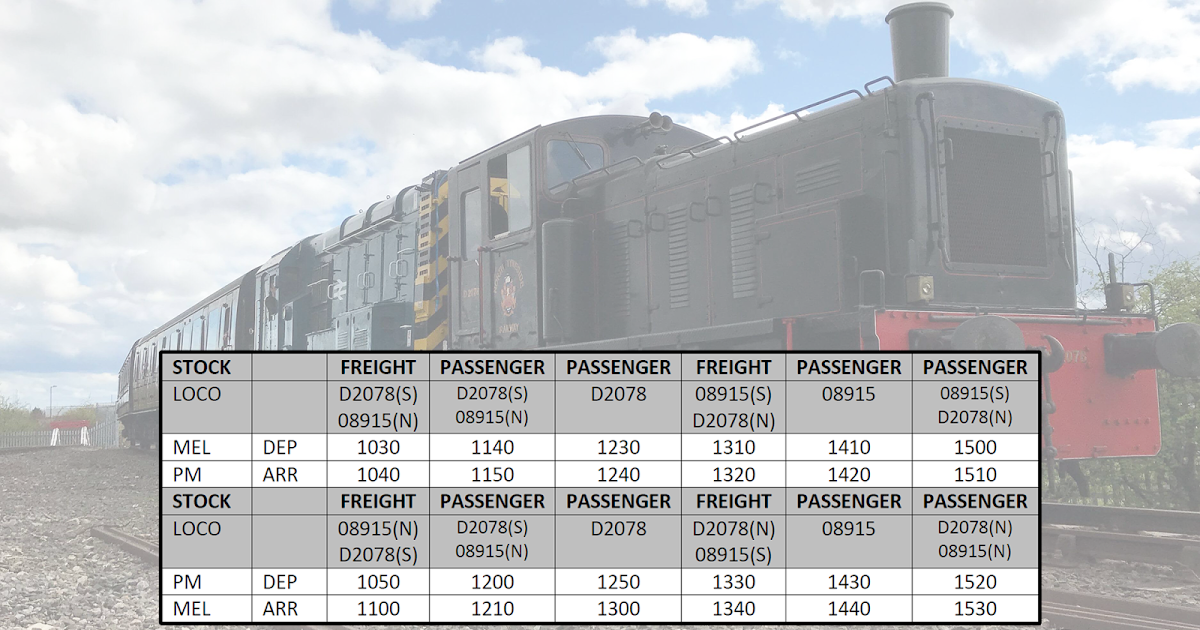 North Tyneside Steam Railway: Diesel Day Timetable