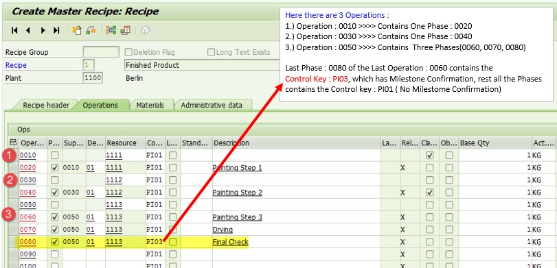 Milestone Confirmation of the Process Order with Multiple Operations ...
