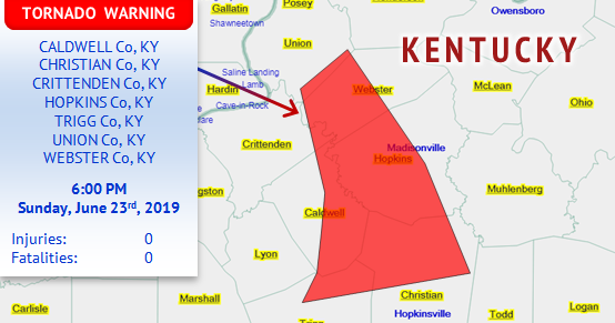 GeoFact of the Day: Large Tornado Warning in Kentucky on June 23rd
