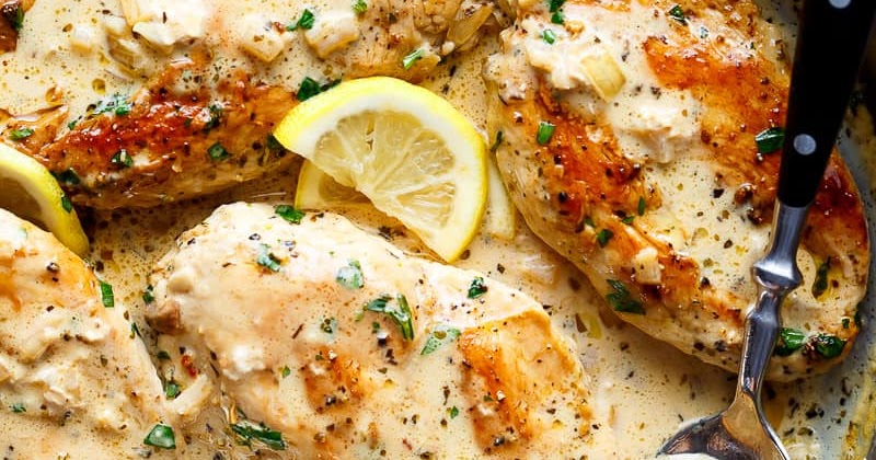 Lemon Chicken Scallopini with Lemon Garlic Cream Sauce
