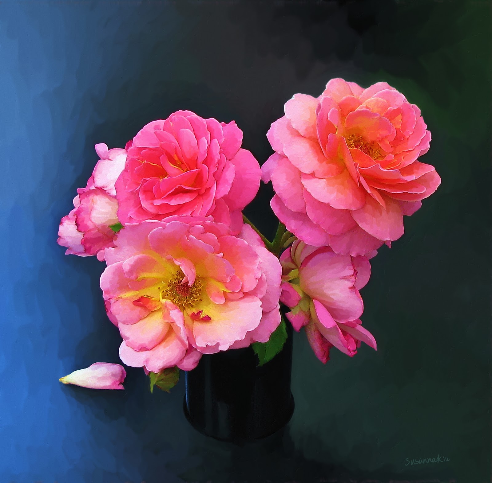 Paintings-of-Artists-Original-Unusual- Art: Painting Of Pink Roses