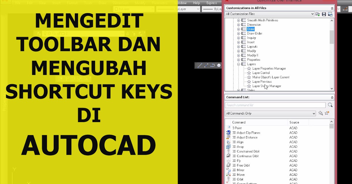 RUMAH ANAK SIPIL: MENGEDIT TOOLBAR DAN MENGUBAH SHORTCUT KEYS PADA AUTOCAD