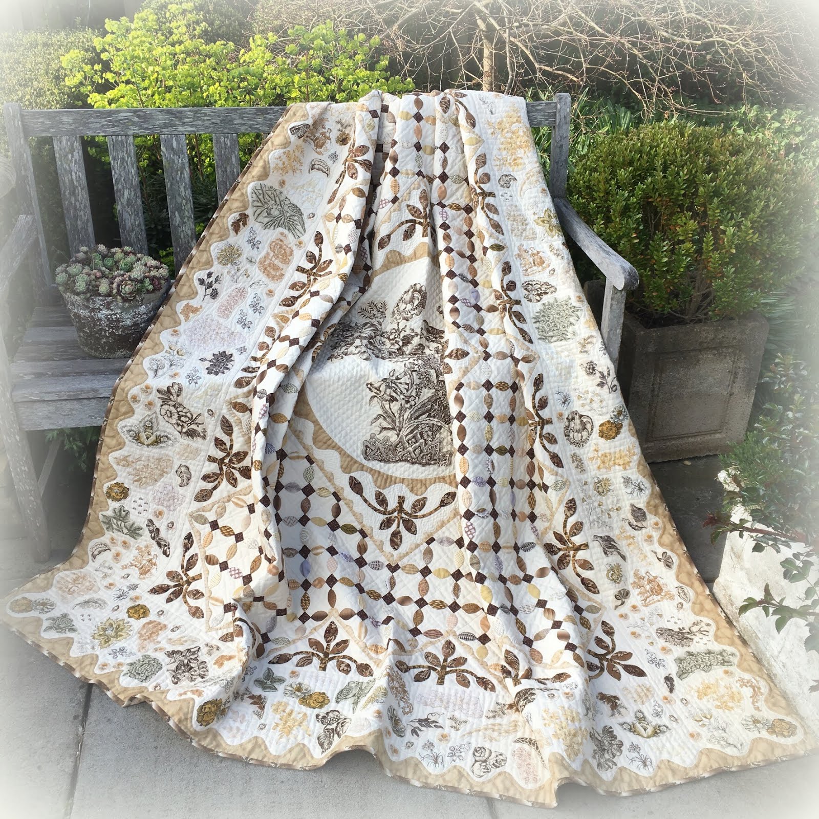 Every Stitch: Wheat and Woods quilt finished