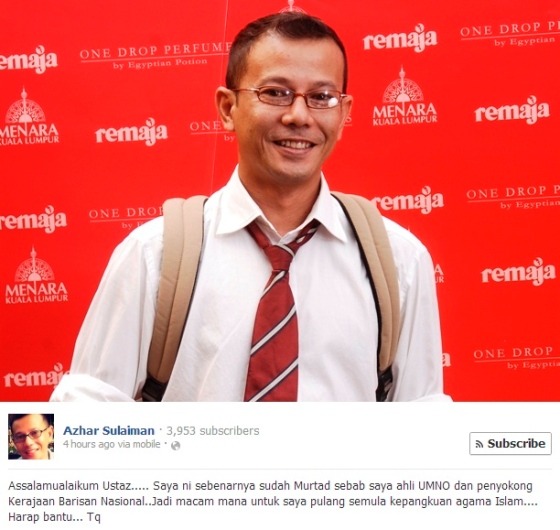 ctnhoney: Azhar Sulaiman Beri Penjelasan Kenapa Murtad