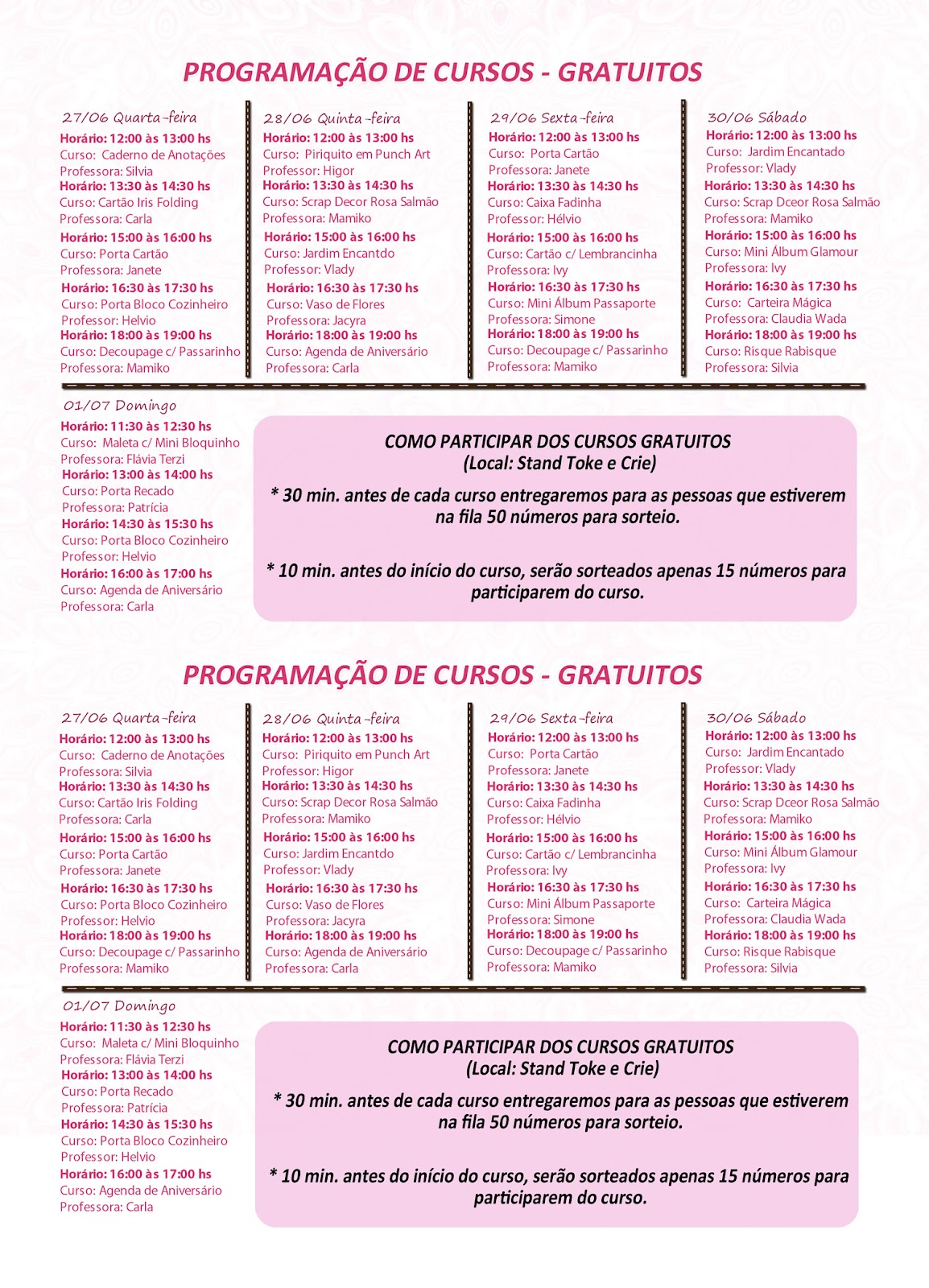 Toke e Crie: Programação de Cursos - Gratuitos