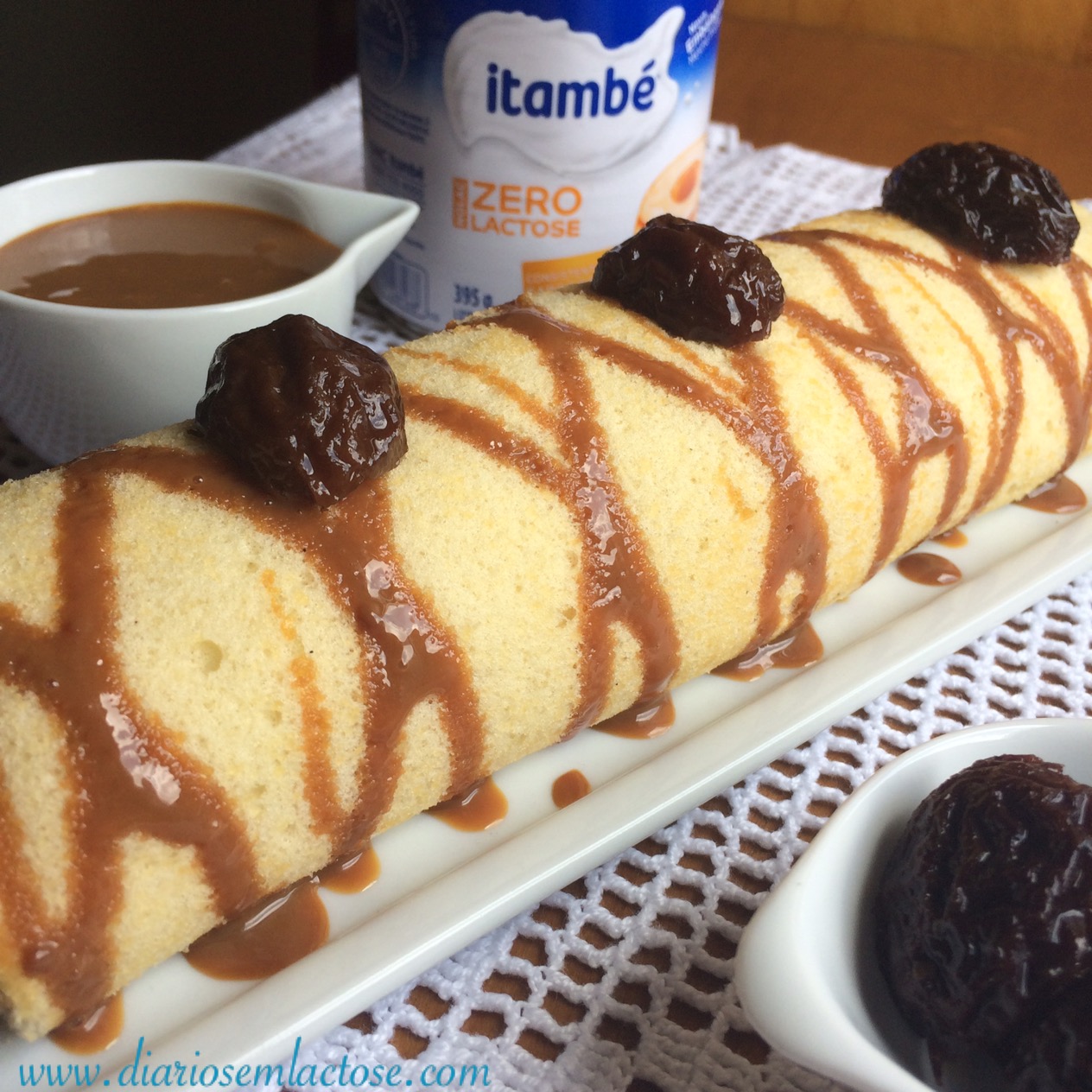 Diário Sem Lactose: Rocambole de doce de leite com ameixa