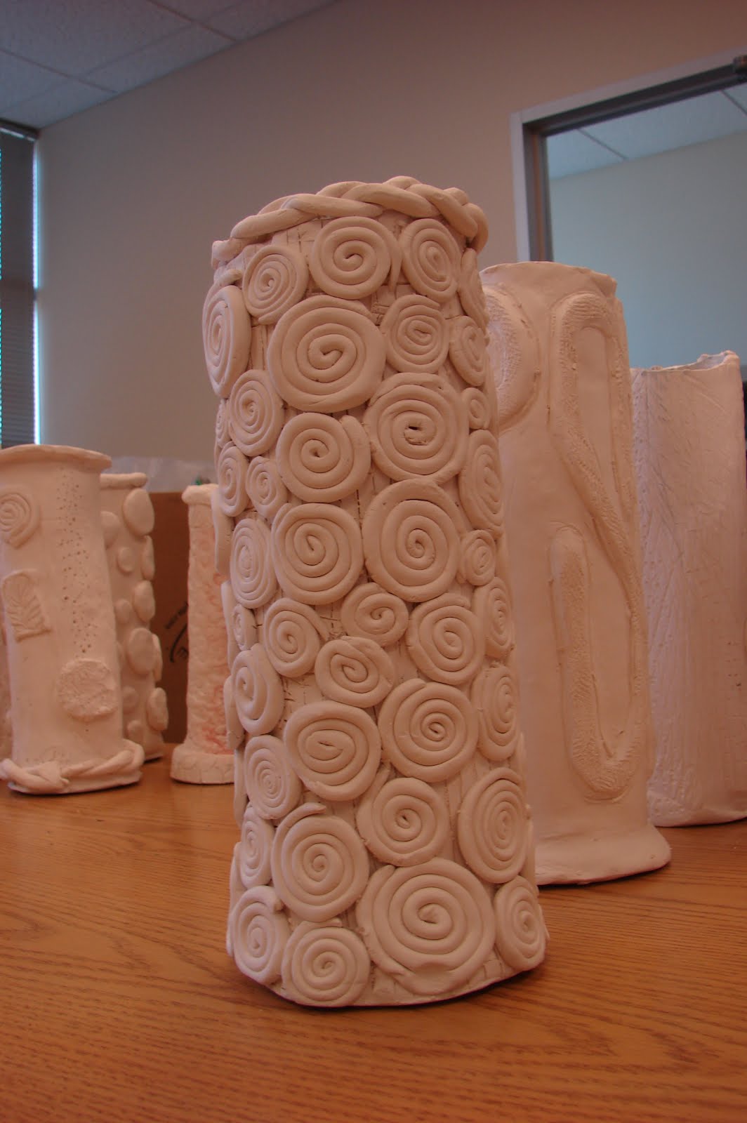 In the art room....: 8th grade ceramic vases