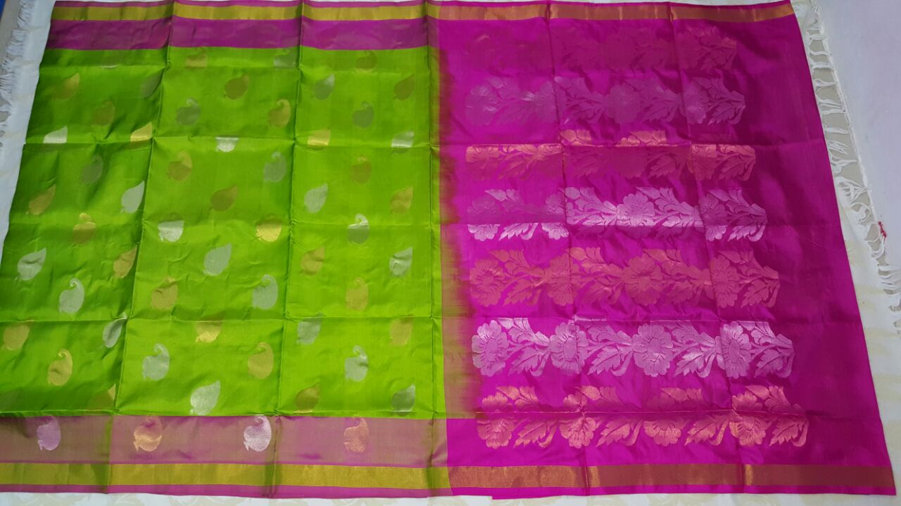 Indian Traditional Handloom Sarees: Uppada Butta Design Pure Silk Sarees