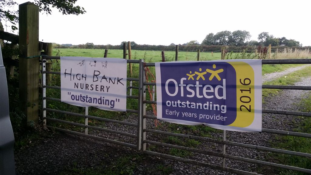 The Green I Signs Blog: Ofsted OUTSTANDING signs for High Bank Nursery ...