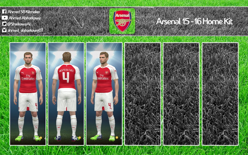 pes-modif: PES 2015 Arsenal 15-16 Home kit by A7MED SB