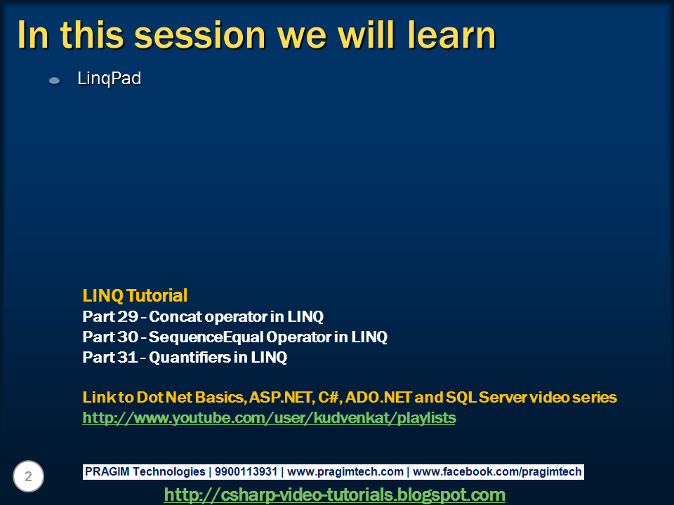 Sql Server And C Video Tutorial Part 32 Linqpad Tutorial