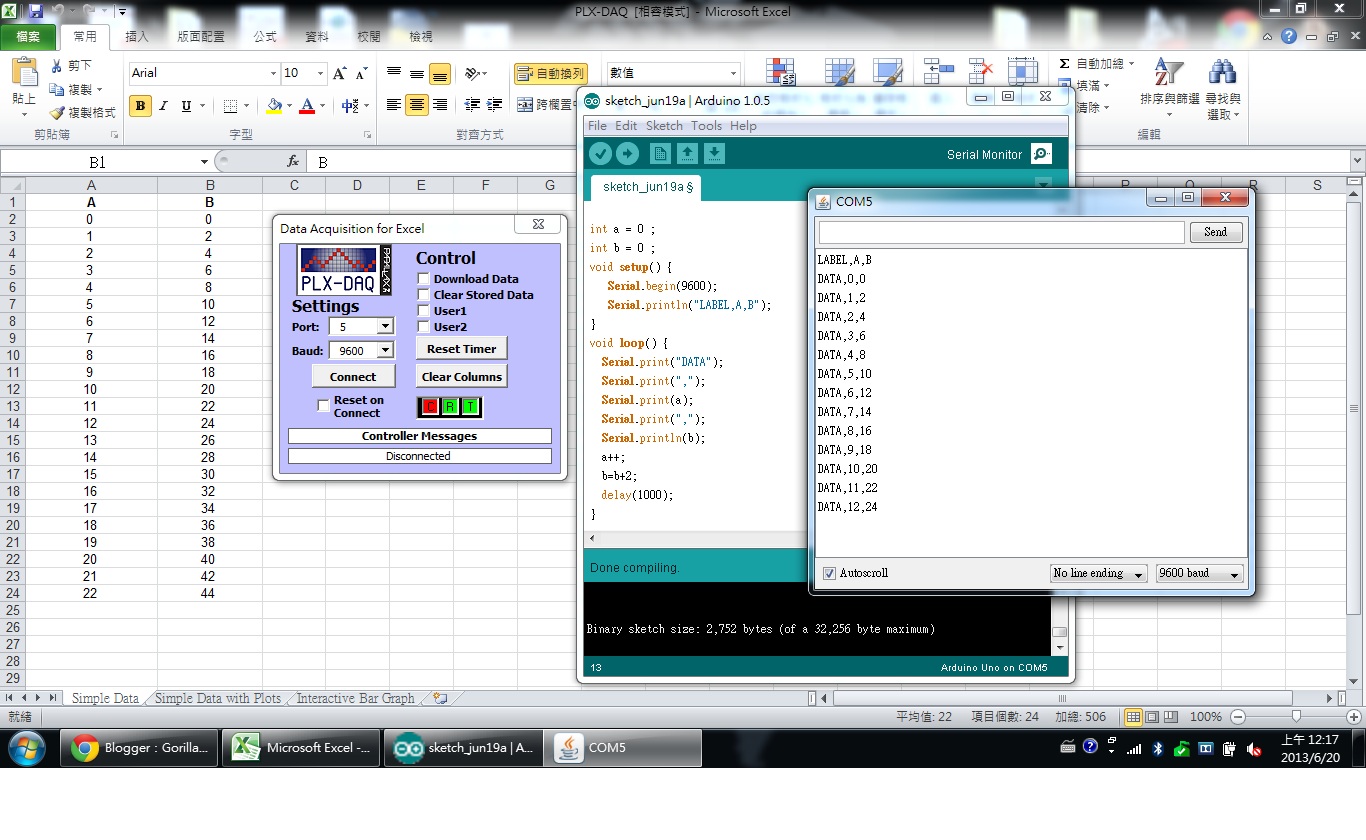 PLX-DAQ：Excel從com port取得資料並即時繪圖 | Gorilla