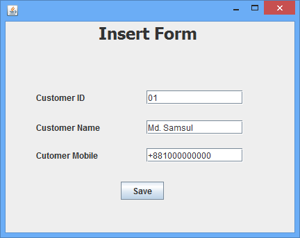 How to data insert in mysql using swing