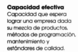 Capacidad efectiva | ADMINISTRACION DE OPERACIONES (OPERATIONS MANAGEMENT)