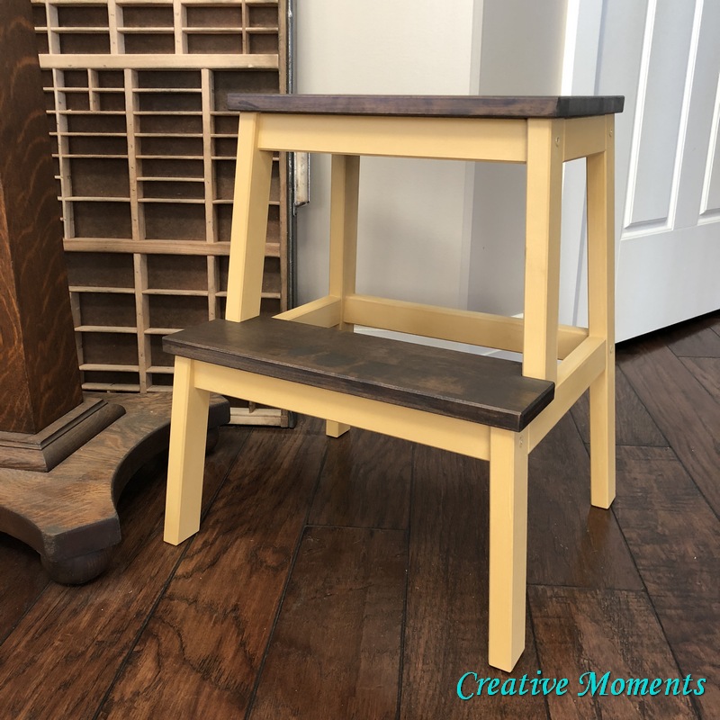 Dark Stain and Yellow Milk Paint Step Stool