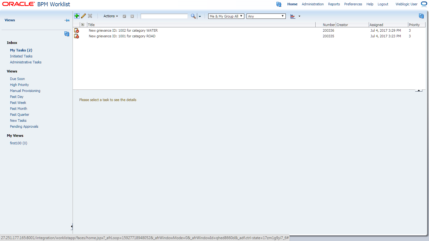 Oracle BPM - Creating views for workspace/worklist