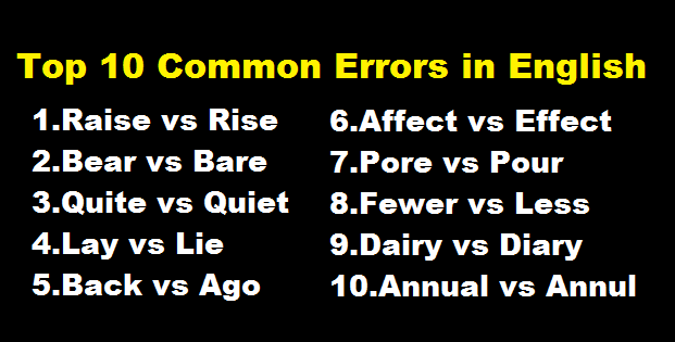 Top 10 Common Errors in English - TopZenith
