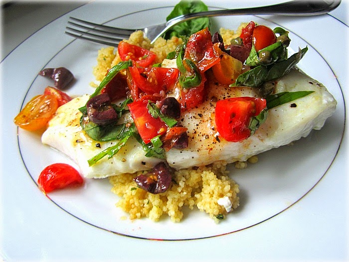 Halibut with Tomato Caper Relish