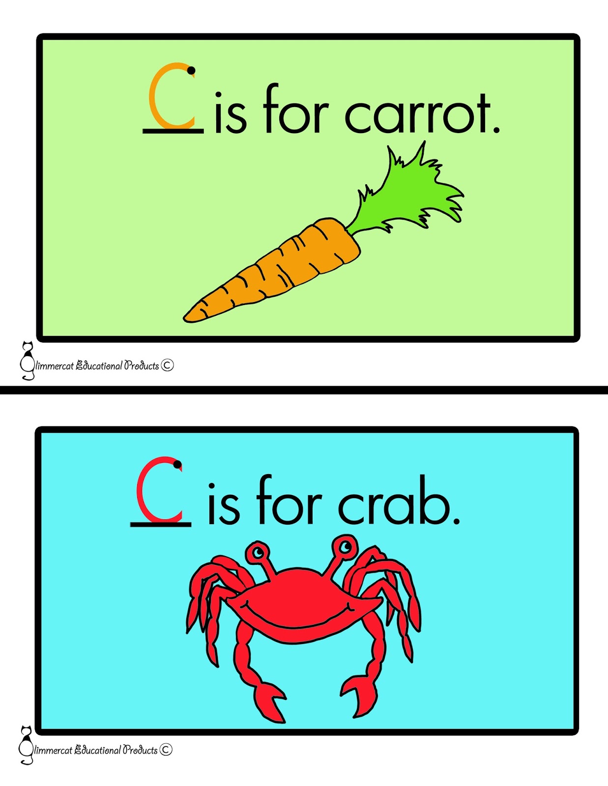 Glimmercat Education: Letter of the Week Packet for C : FREE