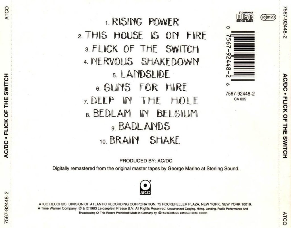 ZEPPELIN ROCK: Reseña de "Flick of the Switch" (1983) de AC/DC ...