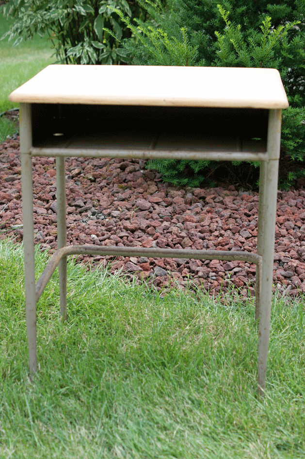 ...old school desk turned bedside table... | Midwestern Girl