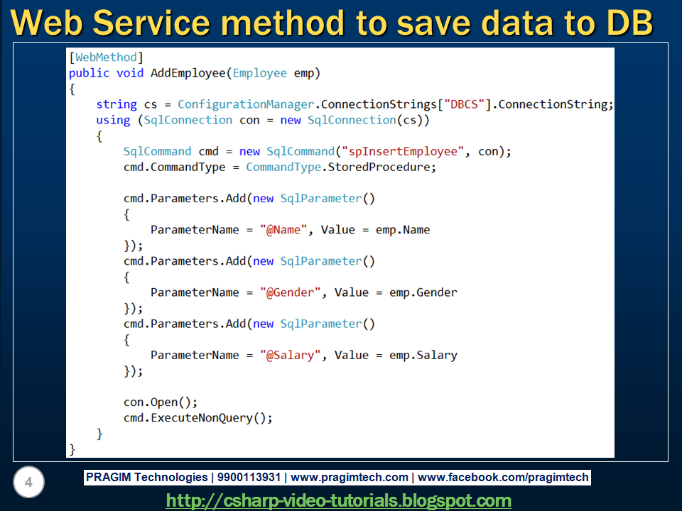 Sql Server Net And C Video Tutorial Save Data Using Web Services And Jquery Ajax