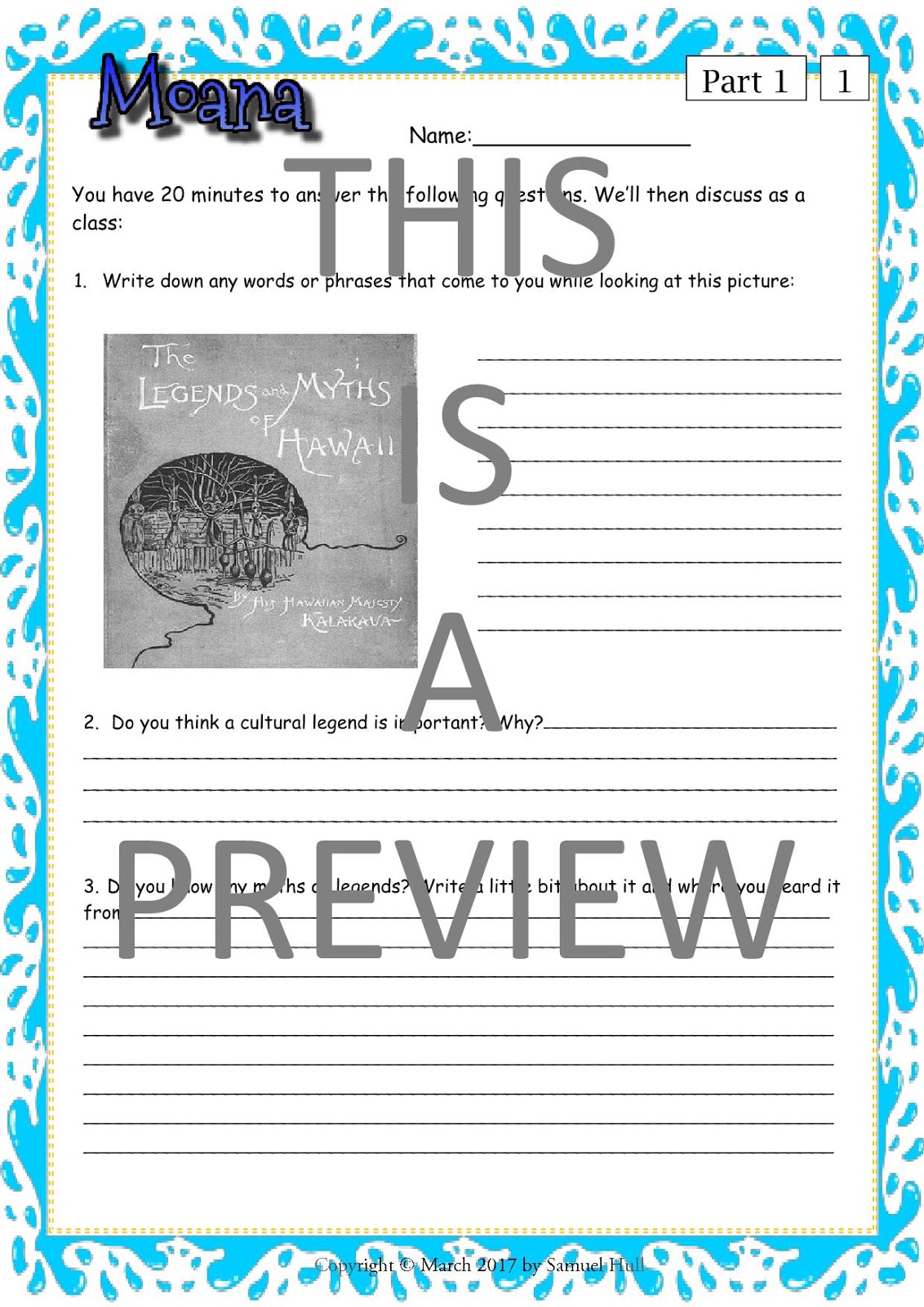 Disney's Moana (2016) - Movie Questions + Activities - Answer Key ...