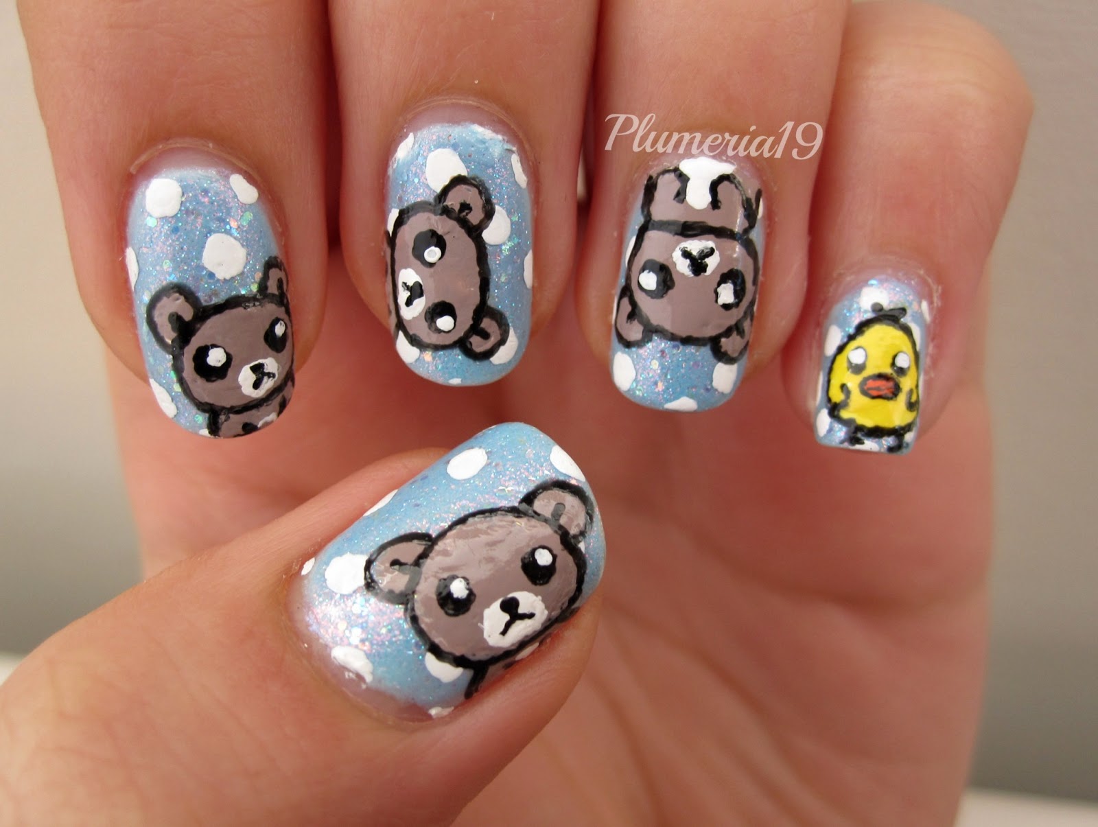 PlumeriaPainted: Rilakkuma (Relax Bear) Nail Art