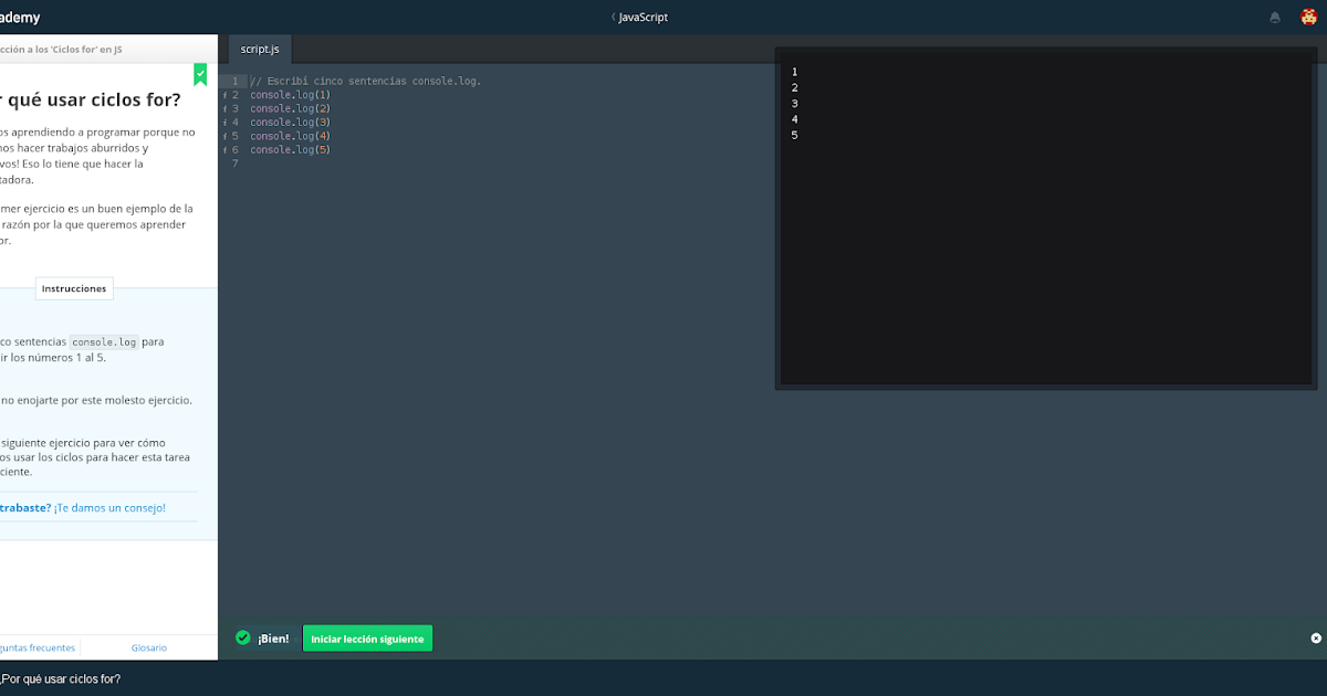 Mi espacio digital: Introducción a los 'Ciclos for' en JS