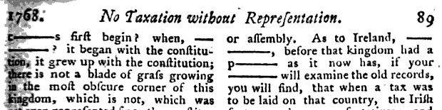 Boston 1775: The Earliest Appearance of “No Taxation without ...