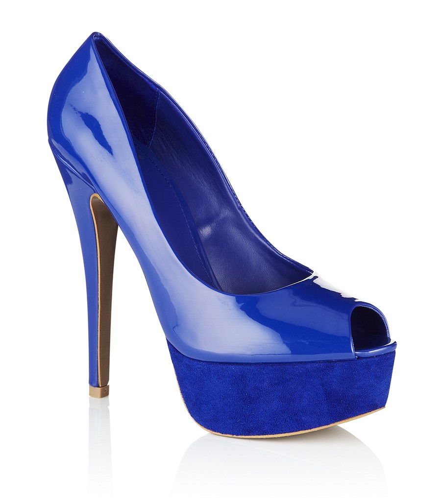 Girls Sexy Shoes: Blue Peep Toe Pumps