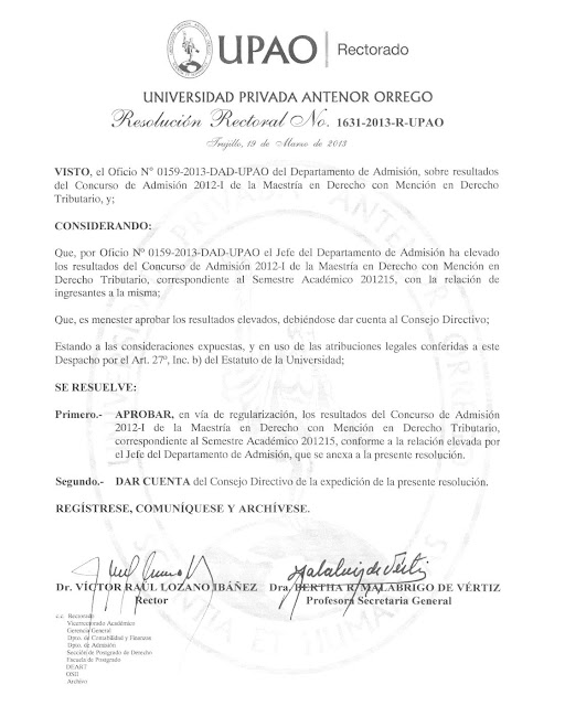 Escuela de Postgrado UPAO: RESEOLUCIÓN RECTORAL QUE APRUEBA EL PROGRAMA ... Escuela de Postgrado UPAO: RESEOLUCIÓN RECTORAL QUE APRUEBA EL PROGRAMA ...