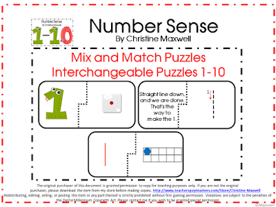 Hand to Heart : Math Number Sense Interchangeable Mix and Match Puzzles ...