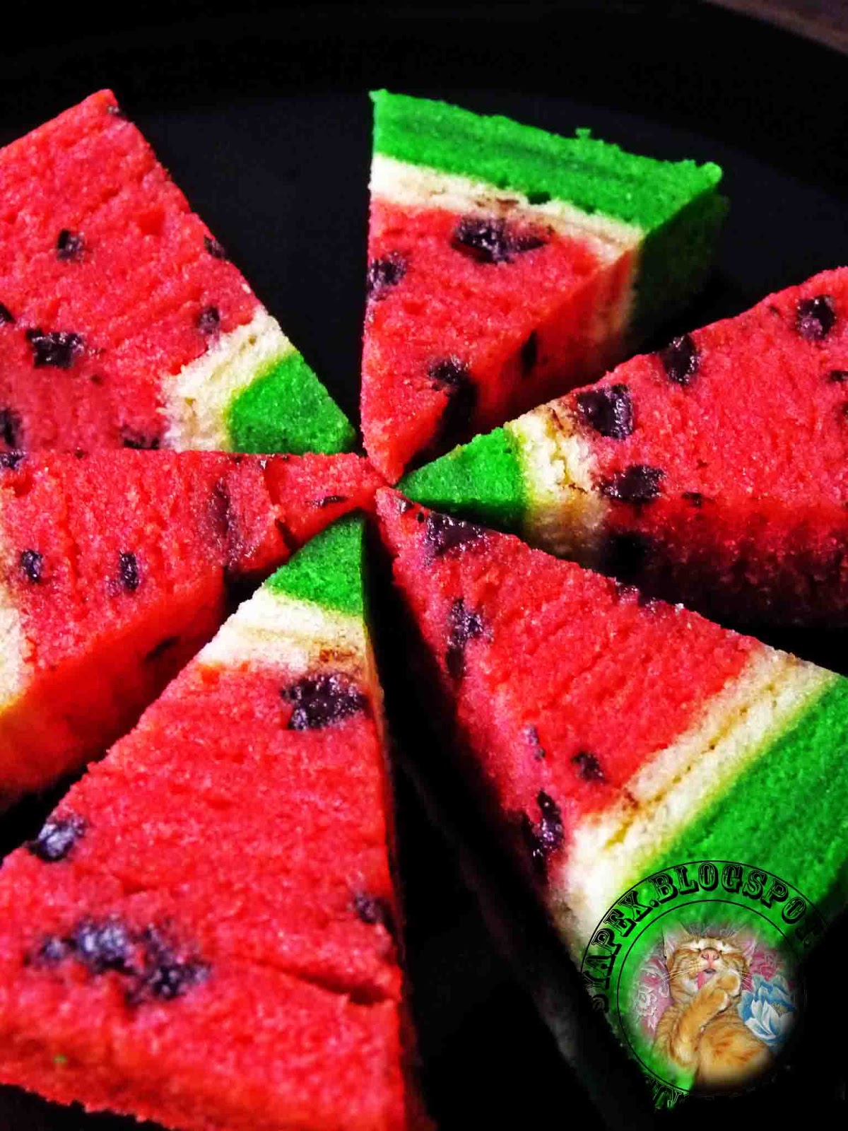 syapex kitchen: Kek Lapis Cheese Watermelon
