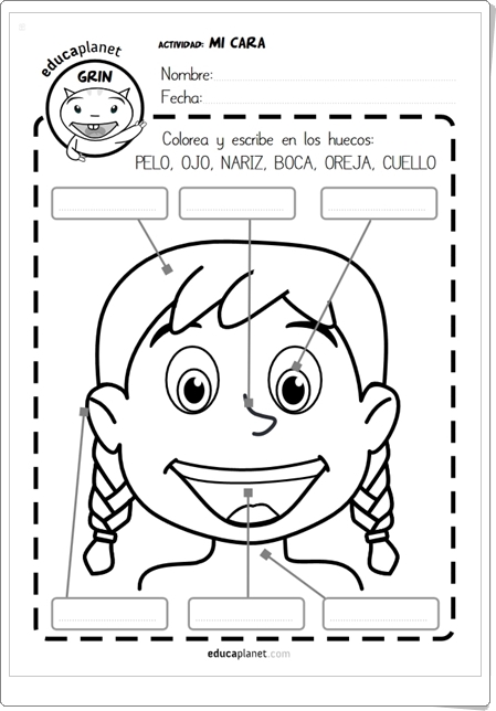 Ciencias Naturales de Primaria: "Mi cara" (Ficha en español e inglés de ...