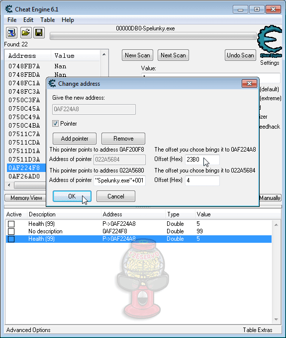 t2Eservo: Spelunky v1.1 Game Cheating Tutorial