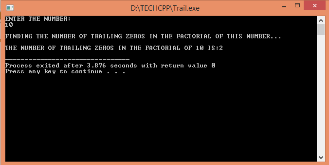 C Program To Find The Number Of Trailing Zeros In The Factorial Of A Number Devcppgcc Techcpp 