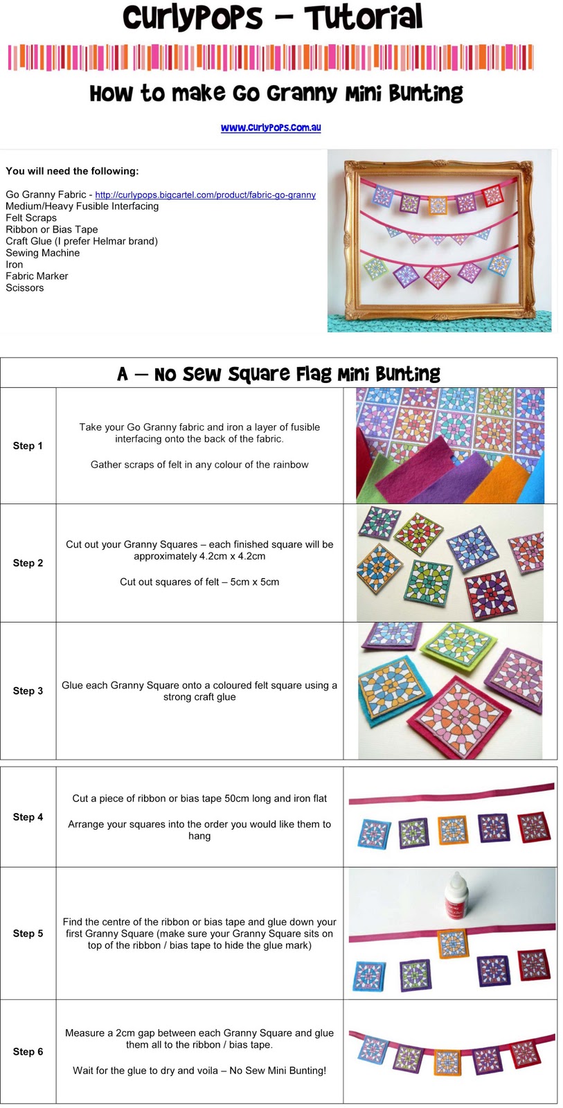 CurlyPops: Tutorial - How to Make Go Granny Mini Bunting